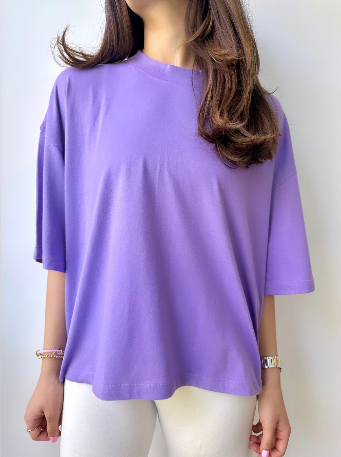 The Boxy Crop Tee In Paisley Purple